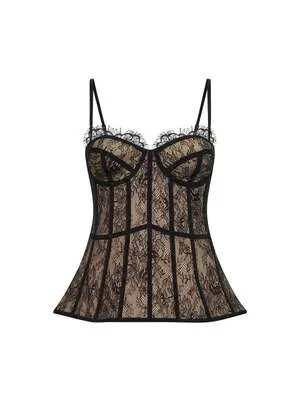Giuseppe Di Morabito Black Lace Peplum Bustier Top