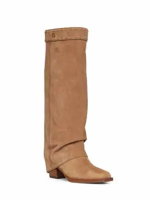 Fendi Dark Dove Grey Suede Minerva Boots - Multicolor
