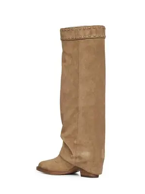 Fendi Dark Dove Grey Suede Minerva Boots - Multicolor