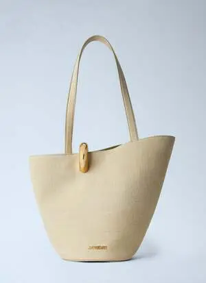 Jacquemus Le Bambola Moyen Textured Leather Tote Bag - Cream