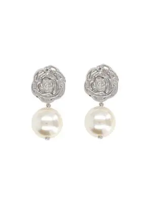 Magda Butrym Rose And Pearl Drop Earrings