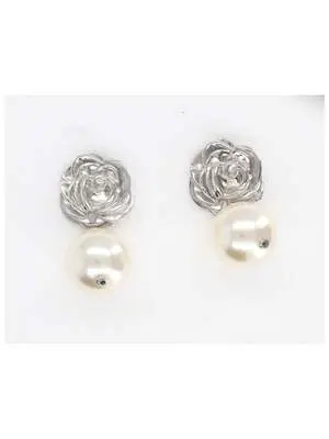 Magda Butrym Rose And Pearl Drop Earrings