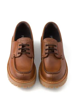 Prada Leather Lace-up Loafers - Multicolor