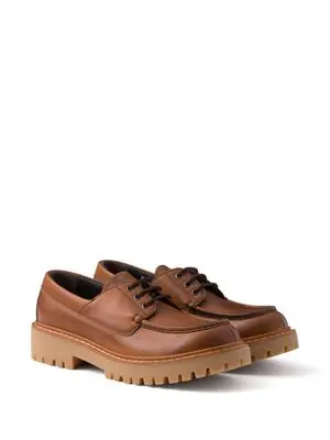 Prada Leather Lace-up Loafers - Multicolor