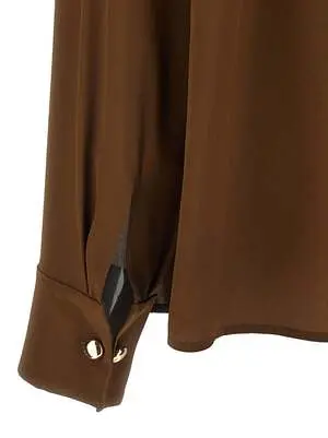 Max Mara Mstepica Silk Ruffle Blouse - Brown