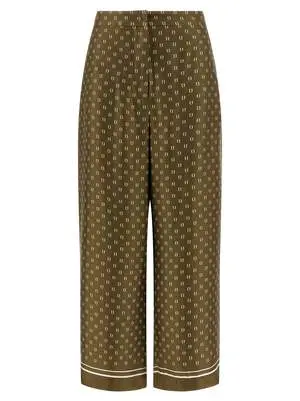 Max Mara MAX MARA STUDIO Mstottelia Silk Twill Scarf Print Pants Green