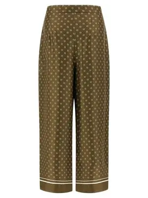 Max Mara Mstottelia Silk Twill Scarf Print Pants - Green