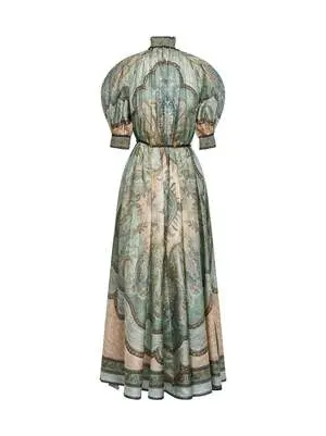 Zimmermann Tapestry Print Silk Billow Wanderlust Midi Dress - Multicolor