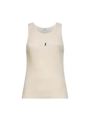 Saint Laurent Ribbed Cotton Cassandre Tank Top - Multicolor