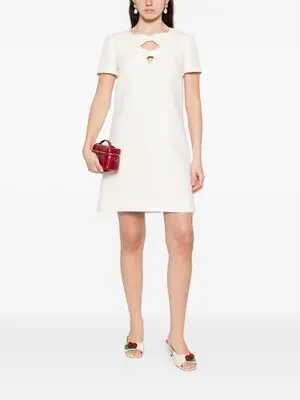 Valentino Garavani Wool And Silk Blend Short Dress With Cut-out And Ribbon Detail