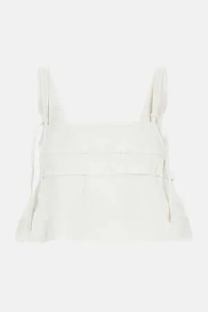 Sacai Denim Camisole With Tiered Flounce And Adjustable Hem - Multicolor