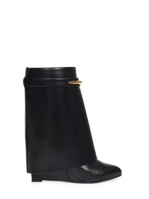 Givenchy Black Leather Shark Pinch Wedge Ankle Boots