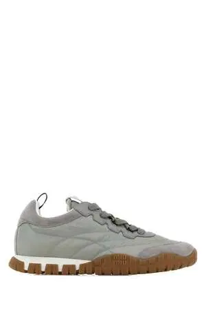 Miu Miu Re-nylon And Suede Lace-up Sneakers - Gray