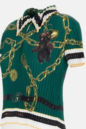 Acne Studios Chain Print Pleated Polo Shirt