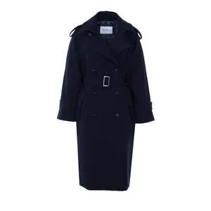Max Mara Certo Wool Gabardine Trench Coat - Blue