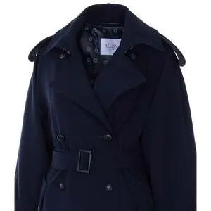 Max Mara Certo Wool Gabardine Trench Coat - Blue