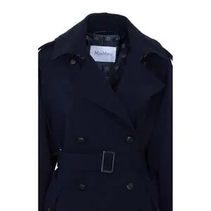 Max Mara Certo Wool Gabardine Trench Coat - Blue