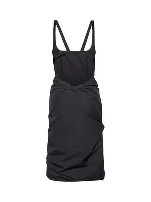 DIESEL® Black Taffeta Square Neck Dress With Draped Skirt