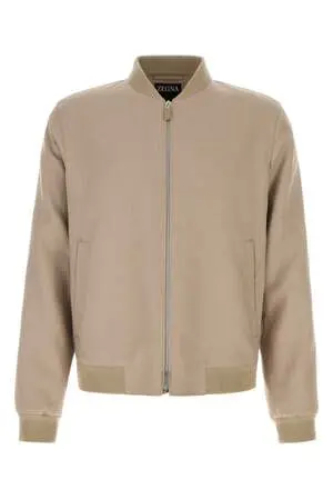 Zegna Cappuccino Linen Bomber Jacket