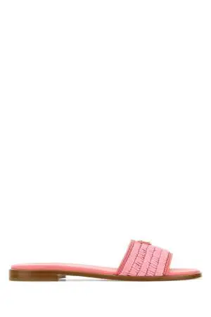 Prada Raffia Slip-on Slippers - Pink
