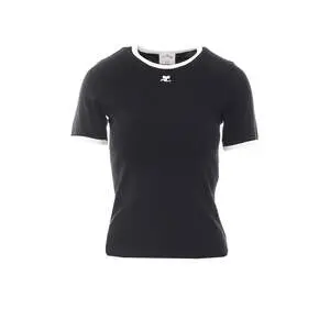 COURREGES Signature Contrast T-shirt - Black
