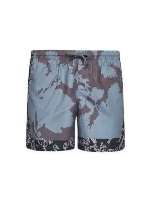 Dries Van Noten Petrol Printed Nylon Swim Shorts - Multicolor