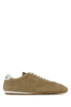 Miu Miu Cappuccino Suede Plume Sneakers - Brown