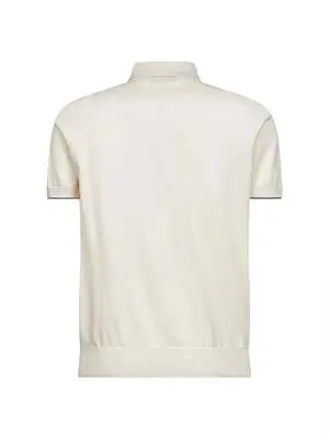 Brunello Cucinelli Ivory Lightweight Cotton Knit Polo Shirt