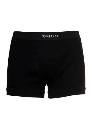 TOM FORD Cotton Boxer With Logo - Black