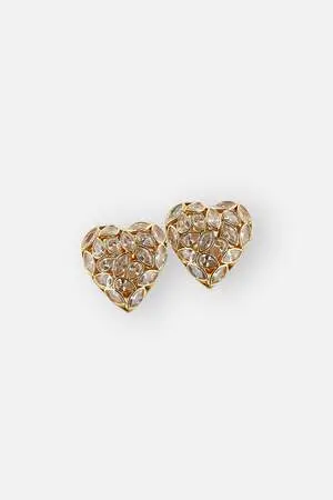 SELF-PORTRAIT Embellished Heart Earrings - Multicolor