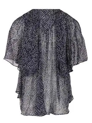 Isabel Marant Étoile Floral Pattern Tie Neck Short Sleeve Top - Blue