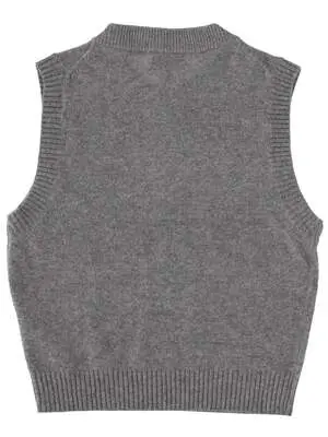 GANNI Graphic Wool Blend Vest - Gray