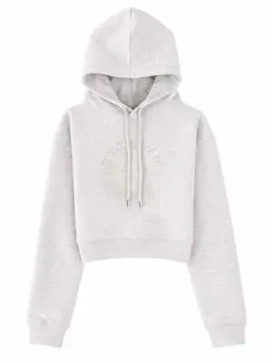 Stella McCartney STELLA MCCARTNEY Cropped Logo Hoodie Gray