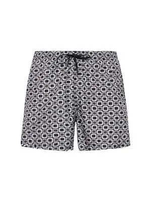 Tagliatore Black Printed Nylon Swim Shorts