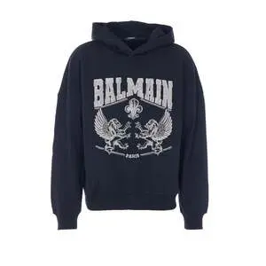 Balmain Balmain Crystal Embellished Hoodie Silver