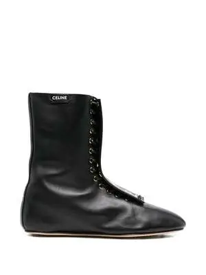 Celine CELINE Leather Lace-Up Boots With Eyelet Detailing Multicolor
