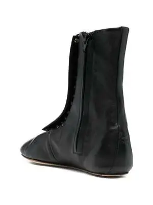 Celine Leather Lace-up Boots With Eyelet Detailing - Multicolor