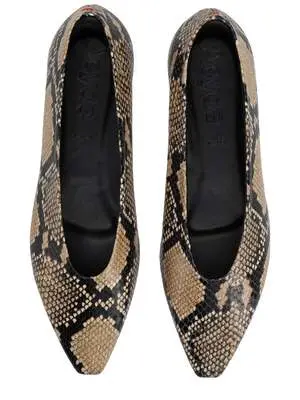 AeydĒ Ballerina Betty Snake Print Calf Leather Flats - Multicolor