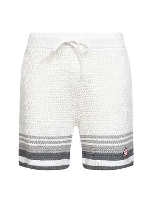 Casablanca Crochet Cotton Shorts With Striped Hem - Multicolor