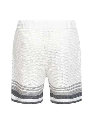 Casablanca Crochet Cotton Shorts With Striped Hem - Multicolor