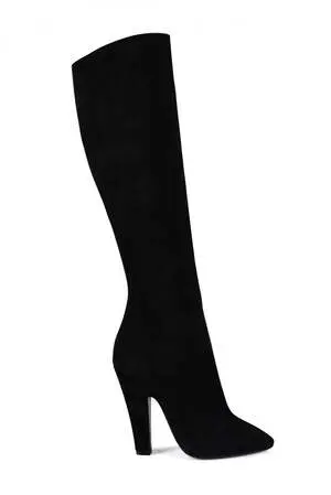 SAINT LAURENT SAINT LAURENT Suede Almond Toe High Heel Boots