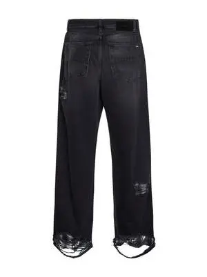 Amiri Black Denim Flannel Repair Baggy Jeans - Multicolor