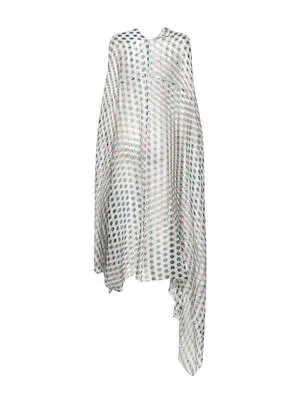 Dries Van Noten Ecru Silk Crepon Layered Optical Polka Dot-print Cape-style Dress