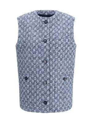 Gucci Gg Tweed Vest - Blue