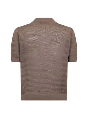 Tagliatore Dove Grey Cotton Pointelle Knit Polo Shirt - Multicolor