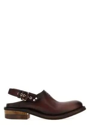 Miu Miu Chocolate Leather Mule Clogs - Brown