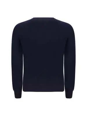 Brunello Cucinelli Virgin Wool Ribbed Crew Neck Sweater - Blue