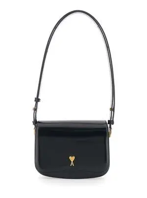 AMI Paris Leather Shoulder Bag With Adc Plate - Multicolor