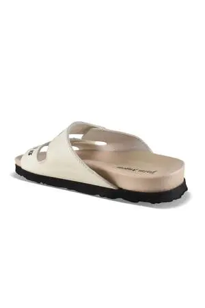 Palm Angels Beige Leather Logo Print Sandals