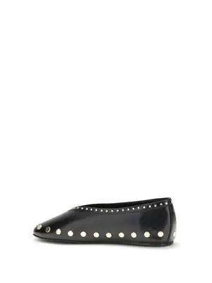 GANNI Jenny Ballerinas With Gold-tone Studs - Black
